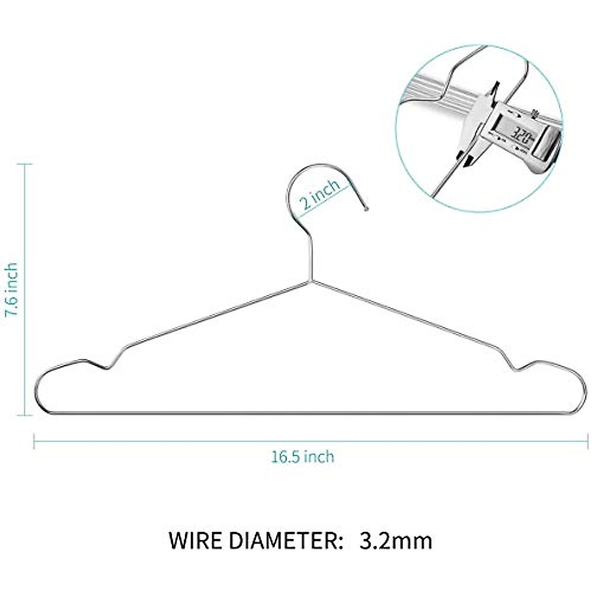 TIMMY Wire Hangers 30 Pack 16.5-Inch Stainless Steel Strong Metal Coat Hanger ,Heavy-Duty, Non-Slip, Space-Saving Clothes Hangers