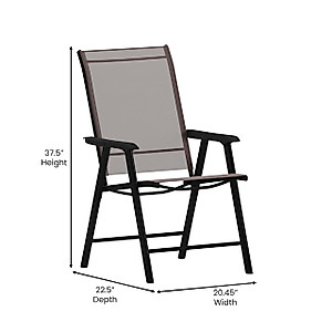 Flash Furniture Paladin Brown Outdoor Folding Patio Sling Chair with Black Frame (2 Pack)
