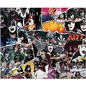 INTIMO KISS Blanket Magazine Rip Collage Music Band Super Soft Fleece Throw Blanket 48" x 60" (122cm x152cm)