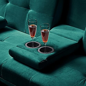 Eafurn Modular Sectional Sets Convertible Sofa Bed, Adjustable Modern Futon Couch-Breathable Fabric Folding Lounge Loveseat Reversible Daybed Easy to Clean-Ideal for Bedroom, 68", Green Velvet