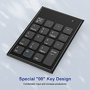 Wireless Number Pad and Mouse Combo,2.4G 19 Keys USB Wireless Numeric Keypad,3 Adjustable Silent Mouse Speeds DPI 800/1200/1600,Set for Laptop,Notebook,Desktop,PC Computer-Use One USB Receiver