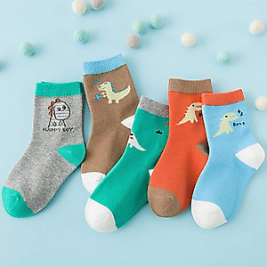 Zumou Toddler Kids Little Boys Fashion School Cotton Crew Socks 10 Pack (Size M(3-4T), Colorful)