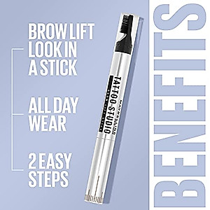 Maybelline TattooStudio Brow Lift Stick Makeup with Tinted Wax Conditioning Complex, Soft Brown, 1 Count