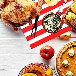 175Pcs Red and White Stripes Party Supplies Set 9"Red and White Striped Plates7"Red carnival Plates Napkins Cup Knive Fork Spoon for Striped Carnival Party Picnic BBQ Birthday Party Decor Serve25