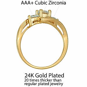 LIFETIME JEWELRY Cubic Zirconia Baguettes Ring for Women 24k Real Gold Plated (9)