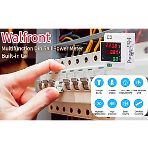Digital Energy Meter, Multifunction Din Rail Power Meter AC100A KWH Meter with LED Display AC80-300V/AC200-450V(AC80-300/100A)