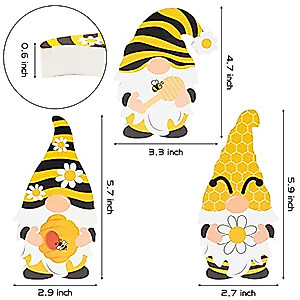 2ooya R HORSE 3Pcs Bee Sunflower Gnome Wooden Sign Honeybee Gnome Wooden Freestanding Table Decor Double Printed Gnome Tabletop Centerpiece Ornament Decoration for Summer Beach Home Office Party