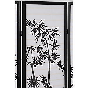 Roundhill Furniture 3-Panel Oriental Shoji Room Divider Screen, Black