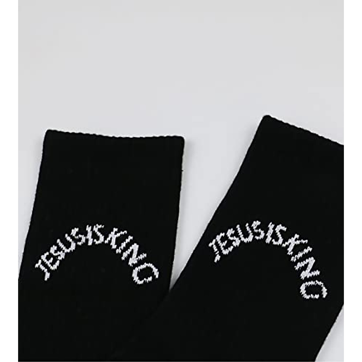 LifeShine 2 Packs Fashion Socks Sunday Service Trust God and Jesus is King Tube Cotton Double Yarn Socks for Men Women