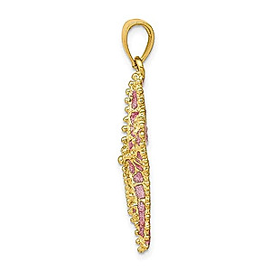 IceCarats 14K Yellow Gold Pink Starfish Necklace Charm Pendant 34mm x 23mm Only