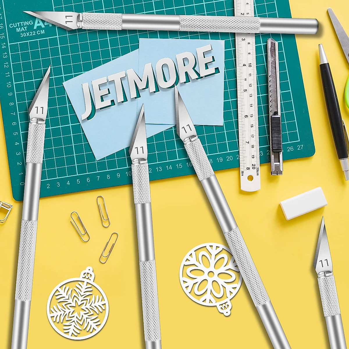 Jetmore 10 Pack Exacto Knife, Stainless Steel Exacto Knife Set, Sharp Precision Hobby Knife Craft Knife Kit for Pumpkin Carving, DIY, Art, Cutting, Stencil