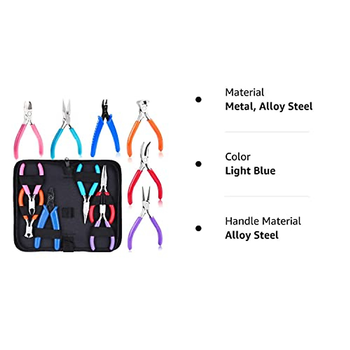 Jewelry Pliers, Acejoz 6pcs Jewelry Making Tools Kit Includs Needle Round Nose Pliers, Wire Cutters, Crimping Pliers, Bent Nose Pliers, End Nippers for Beading Craft