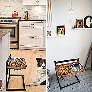 Emfogo Dog Food Bowls Raised Dog Bowl Stand Feeder Adjustable Elevated 3 Heights 5in 9in 13in with Stainless Steel Food Elevated Dog Bowls for Large Dogs and Cats 16.5x16 inch,Patented