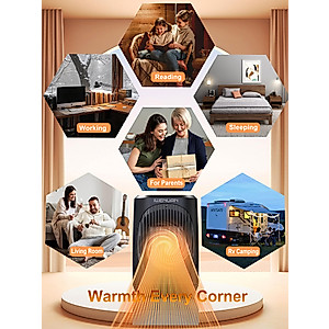 IWENUAN Space Heater, Portable Electric Heaters for Indoor Use with Thermostat, 3 Modes, 70° Oscillation, Remote, 1500W PTC Ceramic Fast Safety Small Heater for Bedroom Office Desk (Black)