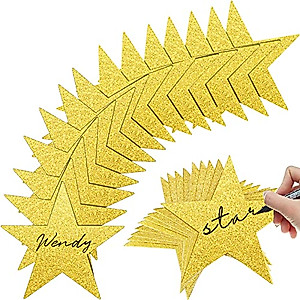 150 Pcs Glitter Five Stars Paper Confetti Wedding Party Decor Star Cutouts Confetti Stars Small Stars for Bulletin Board Shimmer Stars Accents for Classroom Wall Decor, 6 Inches (Gold)