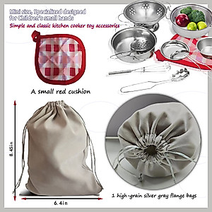 Rupnoflbui Kids Pretend Play Kitchen Toys,Mini Cooking Toys Set Play Kitchen Accessories with Stainless Steel Pots and Pans Set,Pretend Play Food Cooking Utensils Cookware for Girls Boys.11Pcs