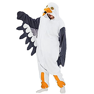 Adult Seagull One Piece Pajamas Animal Cosplay Halloween Costume for Men Women