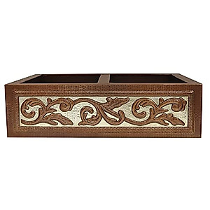 Copper Farmhouse Kitchen Sink 50/50 Silver Design