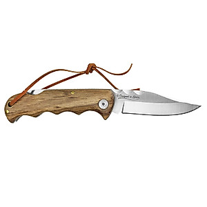 iFIELD Folding knife Camper EL29036 blade, with 4.2 inch zebra wood handle, total 8 inch, includes cord, camping tool for fishing, hunting, sport activity.