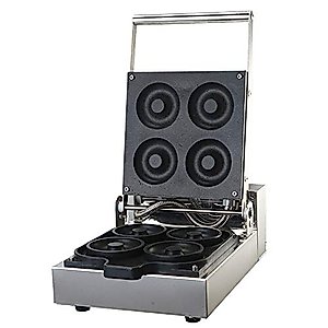 Commercial Donut Machine, 4 Grids 8.5cm Electric Donut Maker Nonstick Double-side Heating Doughnut Baker for Bakery Dessert Shop Restaurant 110V 1100W