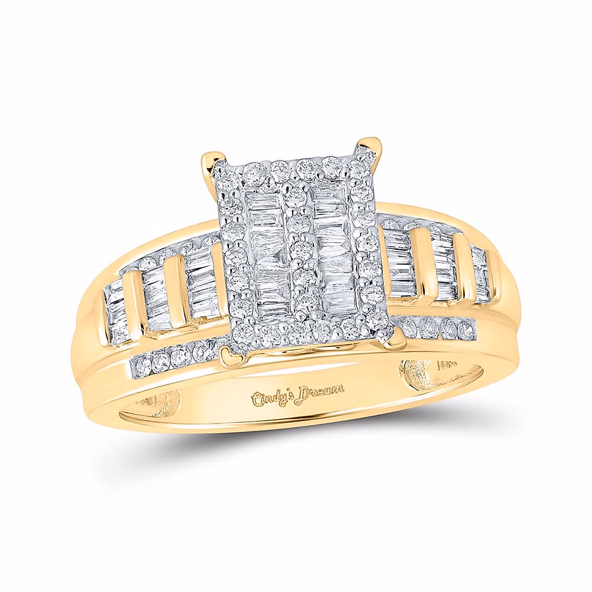 10kt Yellow Gold Round Diamond Cluster Bridal Wedding Engagement Ring 1 Cttw