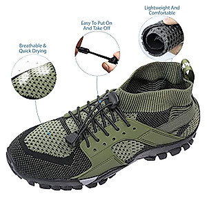 MeXYZ Men Women Water Hiking Shoes Barefoot Slip Resistant High Top Wading Shoes for Walking Fishing River Creek Kayaking Green