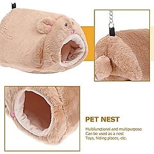 POPETPOP Winter Warm Dwarf Hamster Bed - Cute Small Pet House Warm Hanging Cage Cave Bed Small Animal Cage Accessories for Small Guinea Pig Rat Sugar Glider