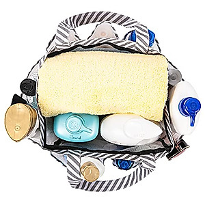 iHomeYC Portable Mesh Shower Caddy, Camping Bathroom shower caddy tote, College Dorm Room Essentials Organizer With Key Hook And 8 Basket Pockets