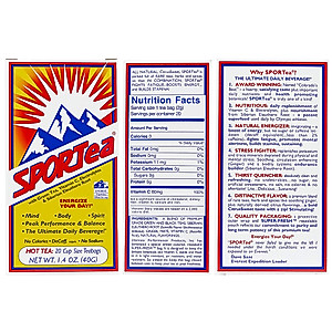 SPORTea(R) Hot: 20 Individual Tea Bags/Box Single Box