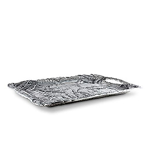 Arthur Court Designs Aluminum Elephant Clutch Tray Breakfast & Dinner Serving for Drinks Snack Fruits, Food Coffee Table Storage Tray for Home Decoration 20.5 inch x 14.5 inch