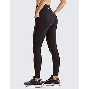 CRZ YOGA Women's Naked Feeling Workout Leggings 28 Inches - High Waisted with Pockets Tummy Control Leggings Black Medium