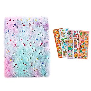 Garden Miller Plush Journal for Girls Ages 6-8-10-12, Kids & Teens Notebook Journals for Writing, Self-Expression & Creativity, Gift for Kids Girls, 8.5"x6",160 Pages(Colorful Heart)