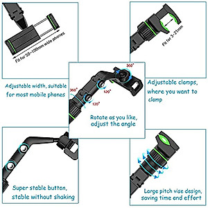 360 Degrees Rearview Mirror Phone Holder Multifunctional Rotating Car Phone Bracket,Phone and GPS Holder Universal 360° Car Phone Holder for Most Phones with Car Hook and 3 in 1 Data Cable (Black)