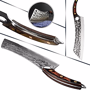 XYJ Full Tang 12 Inch Long Knife Finger Hole Design Stainless Steel Extra Long Blade Ergonomic Wood Handle Japanese Chef Vegetable Knife For Cutting Cake Watermelon Brisket