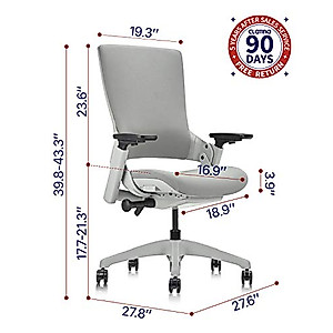 CLATINA Office Chair Swivel Executive Chair, Adjustable Ergonomic Computer Chair with 3D Armrest and Lumbar Support, Fabric Backrest Task Chair for Home Office Conference Room