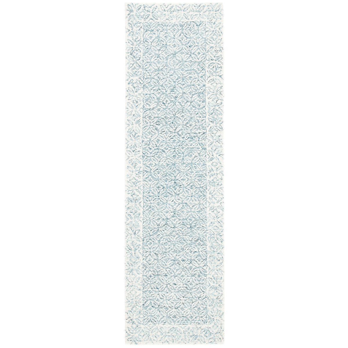 SAFAVIEH Abstract Collection Runner Rug - 2'3" x 12', Blue & Ivory, Handmade Wool, Ideal for High Traffic Areas in Living Room, Bedroom (ABT342N)