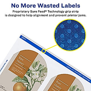 Avery Arched Labels with Sure Feed for Laser Printers, Water Resistant, 3" x 2.25", 90 Labels (22809)