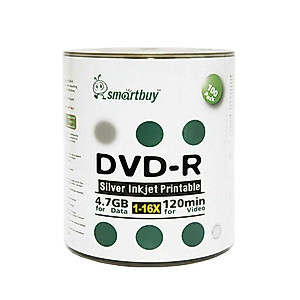 Smart Buy 1000 Pack DVD-R 4.7gb 16x Silver Printable Inkjet Blank Record Disc, 1000 Disc 1000pk