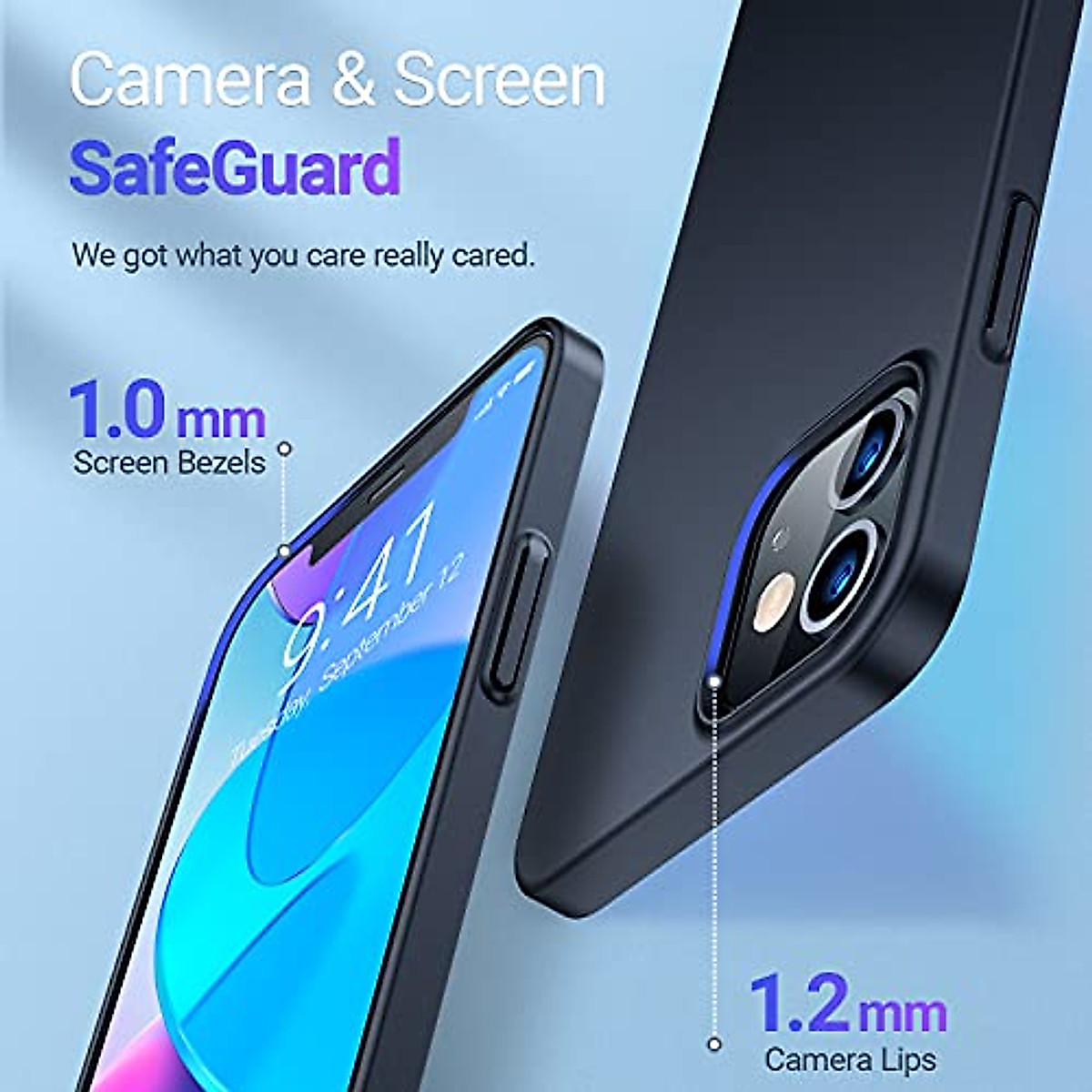 TORRAS Slim Fit Compatible for iPhone 12 Mini Case, Ultra-Thin Lightweight Full Protection Hard PC for iPhone 12 Mini Phone Case with Comfortable Grip 5.4 inch 2020, Space Black