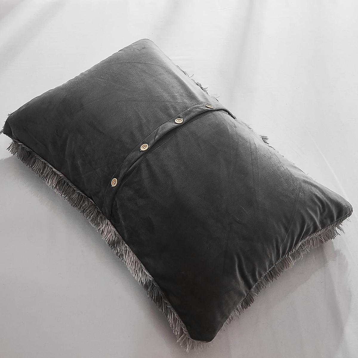 WERDIM Shaggy Fluffy Tie Dye Duvet Cover Set Button Closure Velvety Bedding Set Comforter Cover with Pillowcases Tie Dye Dark Grey, Twin Size