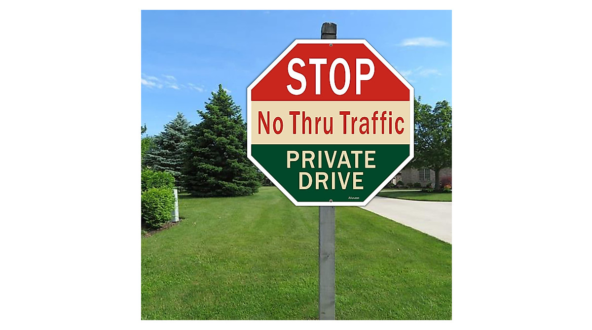 Stop No Thru Traffic Sign - Durable & Reflective 12" x 12"