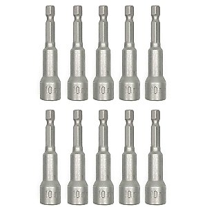 XMHF 10mm Nut Driver Bit Socket Adapter Hex Shank Extension Drill Bit Hex Bit Magnetic 10Pcs