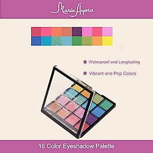MARIA AYORA Professional Eyeshadow Palette Makeup,16 Colors Ultimate Highly Pigmented Eye Shadow Cosmetics Pallet,Brights,1 Count