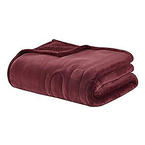 Woolrich Plush to Berber Electric Blanket Ultra Soft Knitted, Super Warm and Snuggly Cozy with Auto Shut Off and Multi Heat Level Setting Controllers, Throw (60 in x 70 in), Garnet