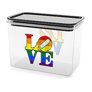 Love LGBT Gay Pride Storage Box Plastic Food Organizer Container Canisters with Lid for Kitchen