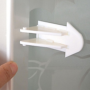 Alamic Adhesive Sliding Door Lock for Patio, Closet, Windows, RV, Baby Proof Child Safety Latch, No Tools Needed, White - 6 Pack
