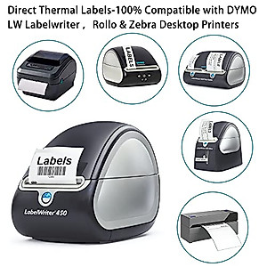 L LIKED Rolls Compatible Dymo 30252 1-1/8" X 3-1/2" Direct Thermal Labels, Premium Adhesive Address & Barcode Stickers - for Rollo, Labelwriter 450, 4XL & Zebra Desktop Printers (30252 - 10 Rolls)