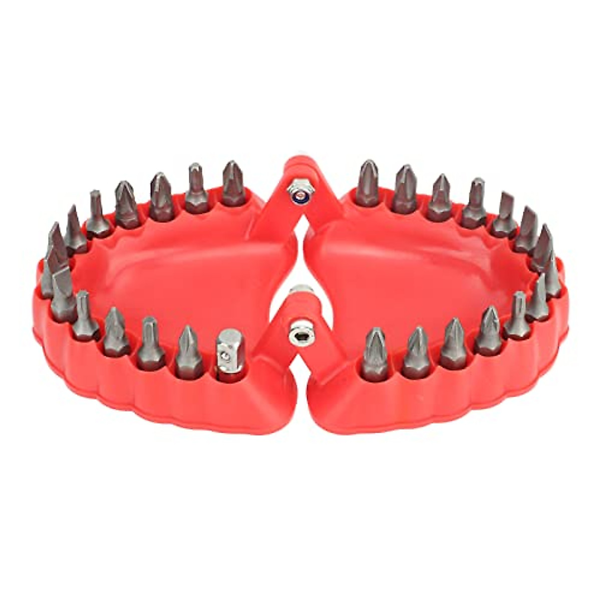 Denture Drill Bit Holder Denture Screwdriver Organizer 3D Sculpture Desk Decor 28 Holes Red (With Bits)