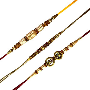 SHREESHANAIK Set of 3 Rakhi Handicrafted Rakhi Sets for Brother Bhaiya Bhai and Bhabhi for Raksha Bandhan Indian Bracelet Beads Rakhi Thread Bhaiya Bhabhi Sister Rakhi Band