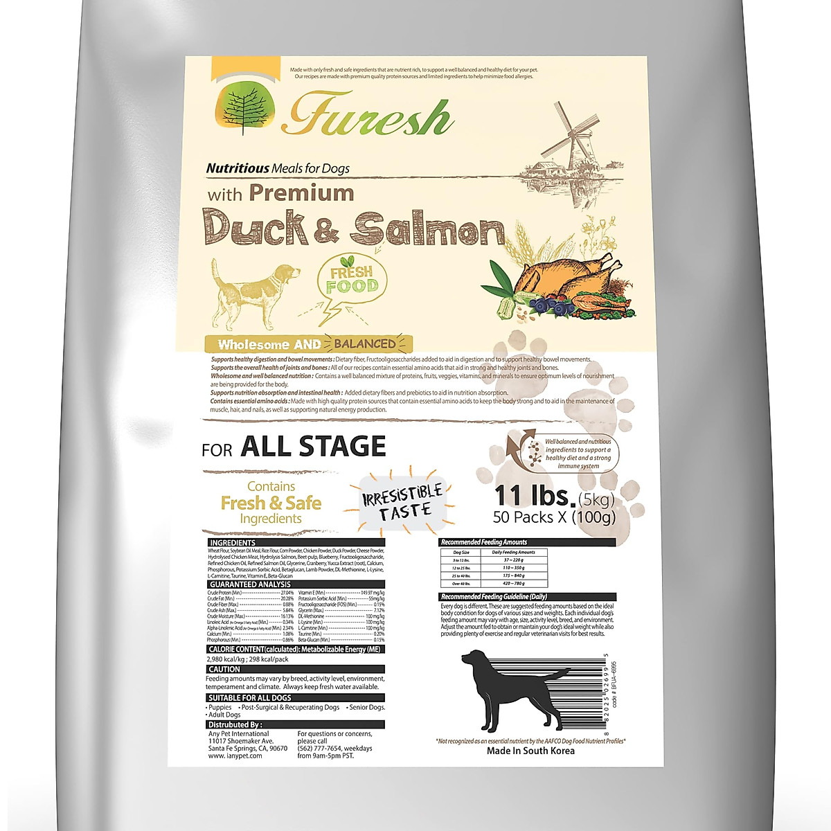 Alpha Dog Series FURESH Premium Natural Dry Dog Food Kibble | Duck + Salmon Recipe | Limited Ingredients | Natural Balance Dog Food Small Dogs, Puppies + Medium Breeds | All Stages (11 lbs.)